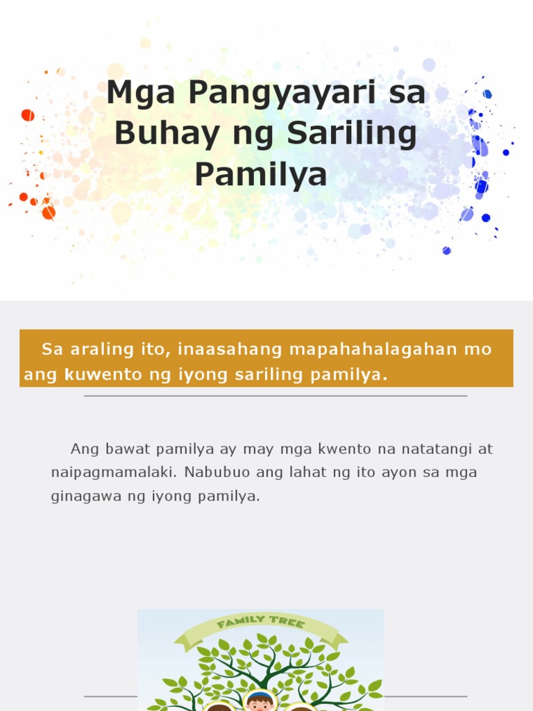 Mga Pangyayari Sa Buhay NG Sariling Pamilya | PDF