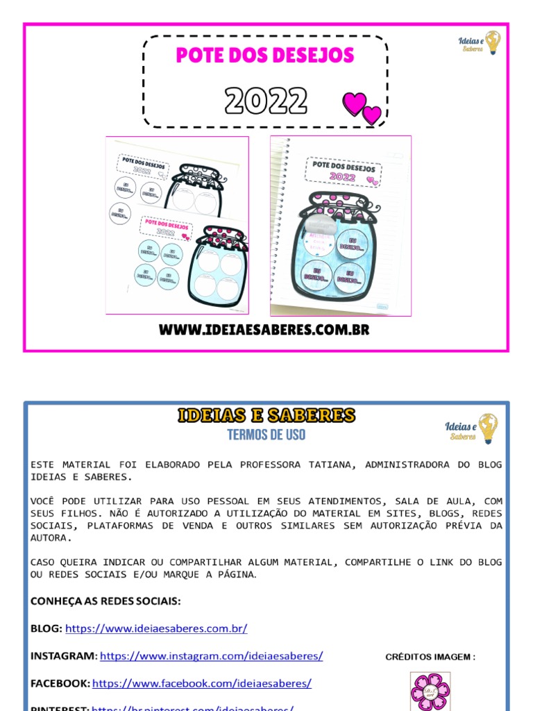 Atividade interativa "Pote dos Desejos | PDF