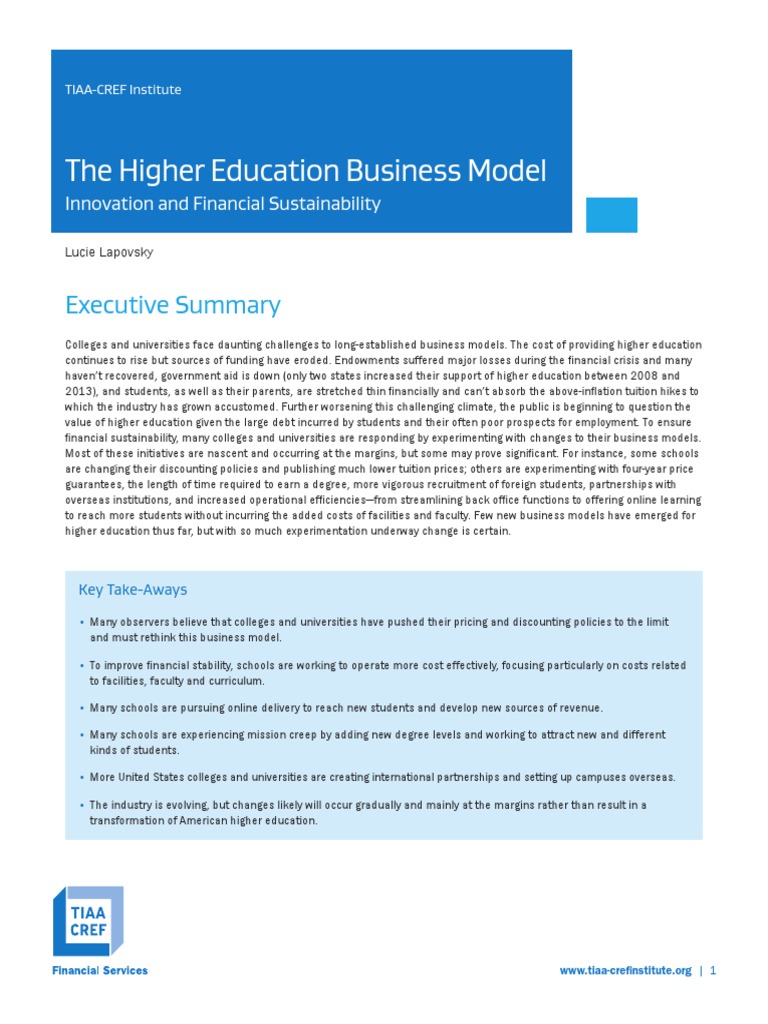 Higher Education Business Model | PDF | Tuition Payments | College