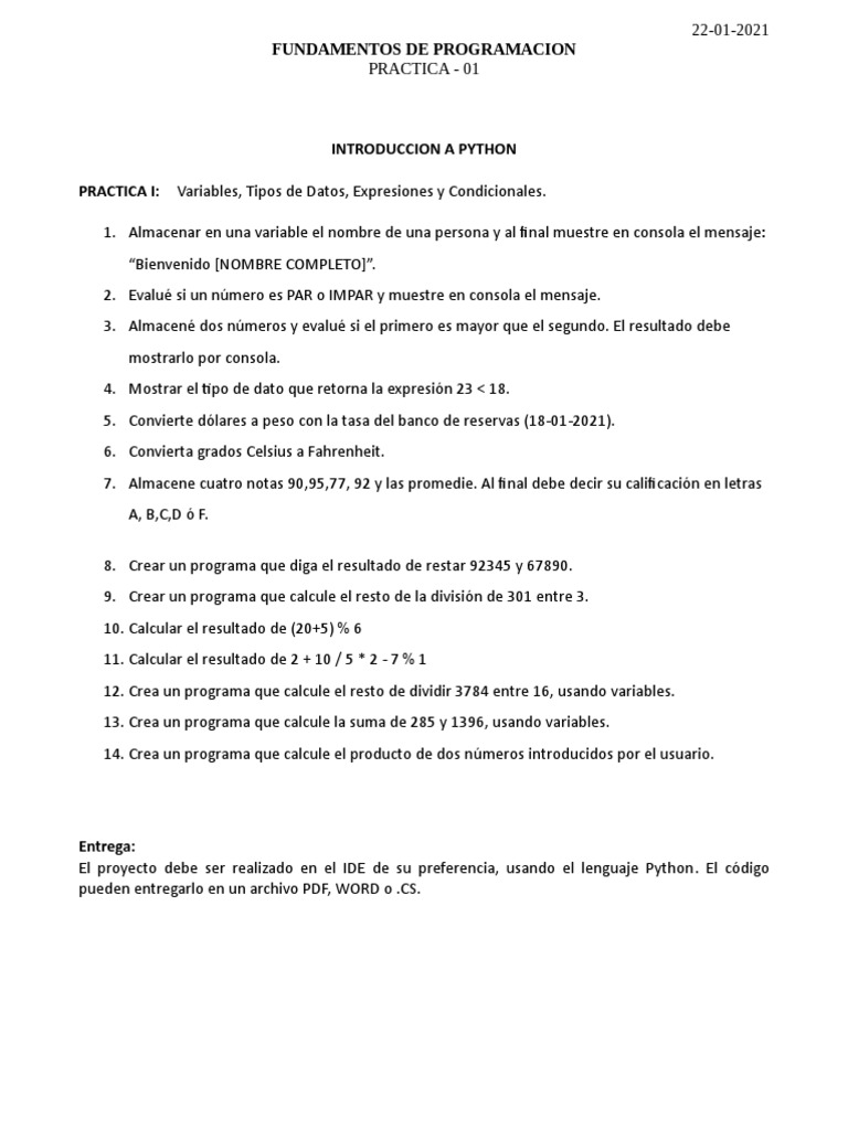 Practica 01 Python | PDF