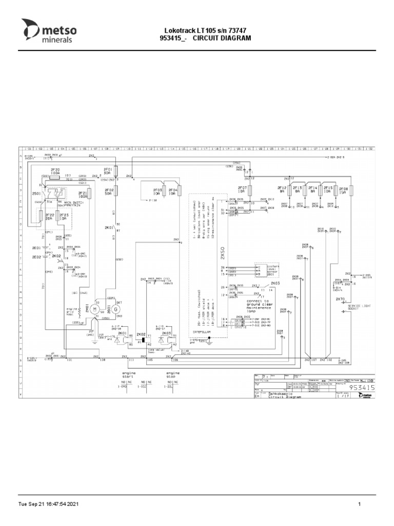 Lokotrack LT105 S/N 73747 953415 - CIRCUIT DIAGRAM: Tue Sep 21 16:47:54 ...
