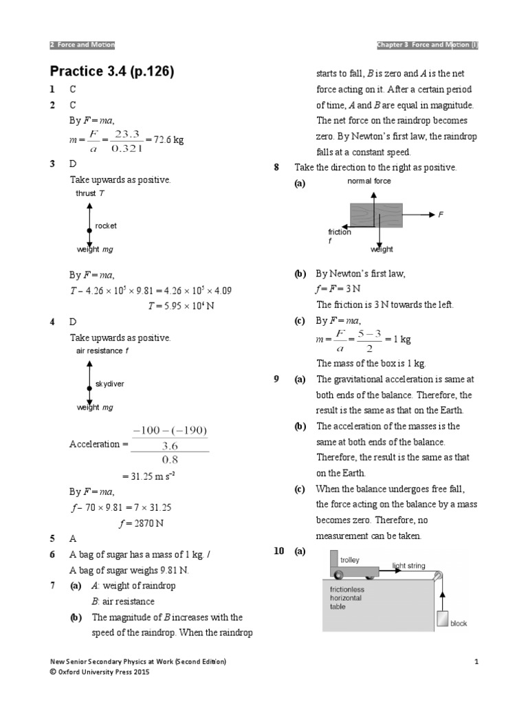 Practice 3.4 (p.126) : 2 Force and Motion Chapter 3 Force and Motion (I ...