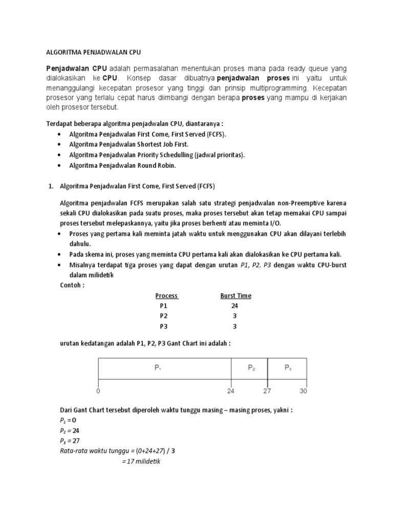 Algoritma Penjadwalan Cpu | PDF