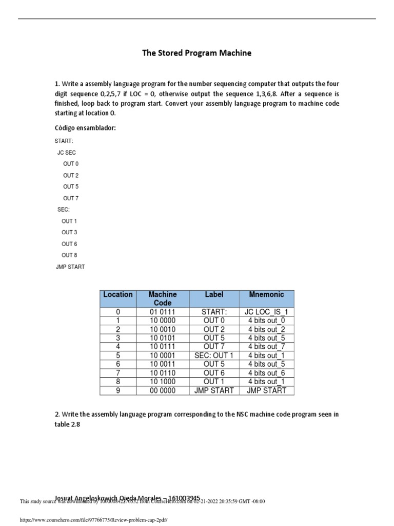 Review Problem Cap 2 PDF | PDF | Assembly Language | Bit
