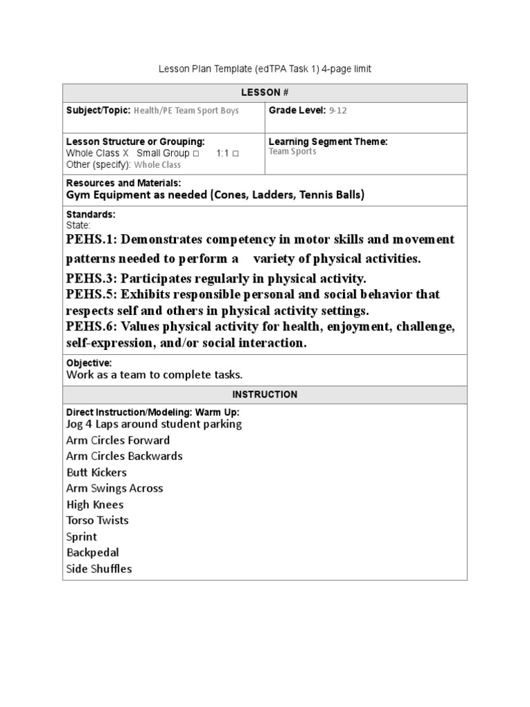 Gym Equipment As Needed (Cones, Ladders, Tennis Balls) : Work As A Team ...