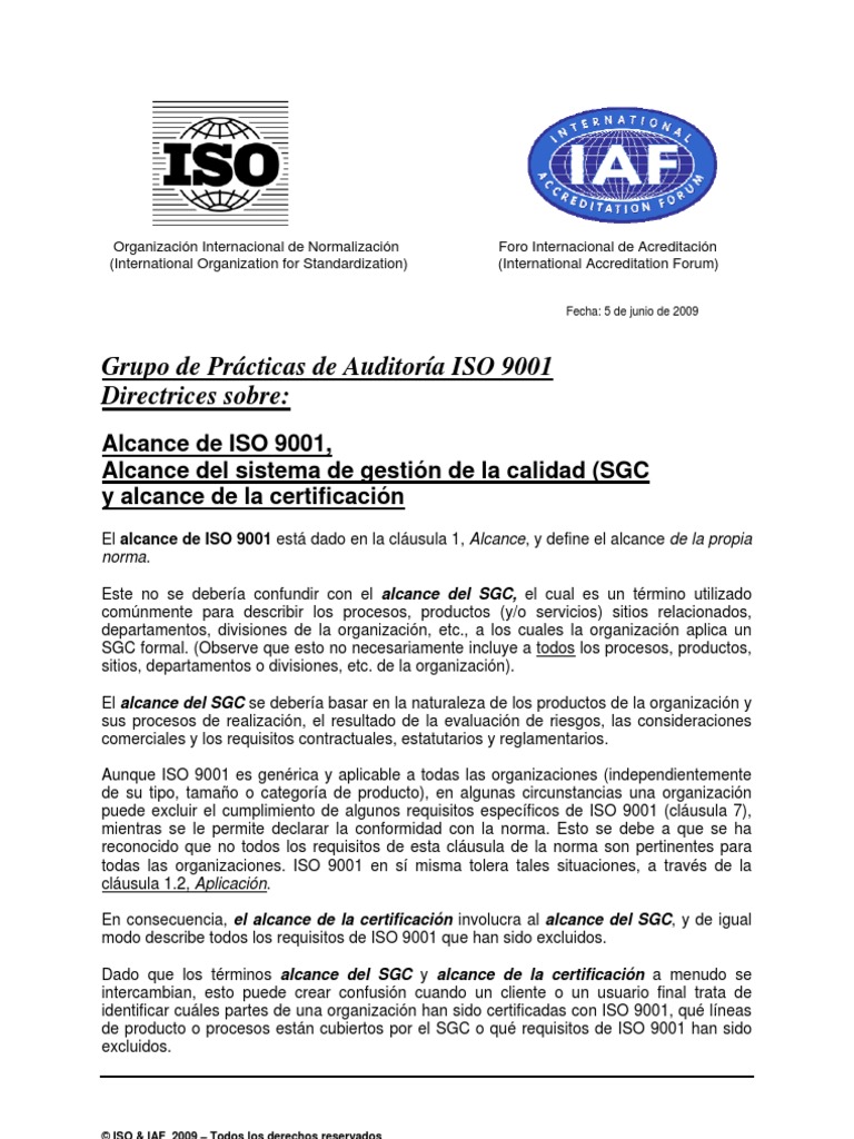 Alcance Iso, SGC y Cert | PDF