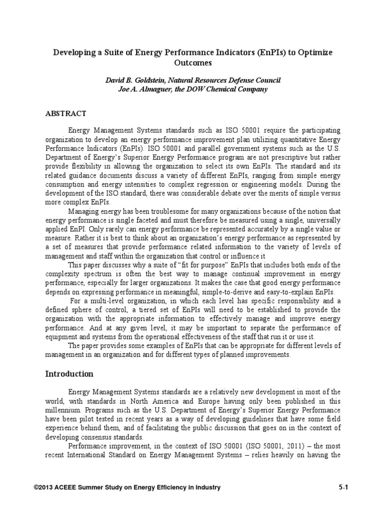 Developing A Suite of Energy Performance Indicators (Enpis) To Optimize ...