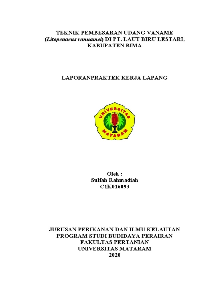 1 Laporan PKL Udang Vanamei | PDF | Bisnis | Sains & Matematika