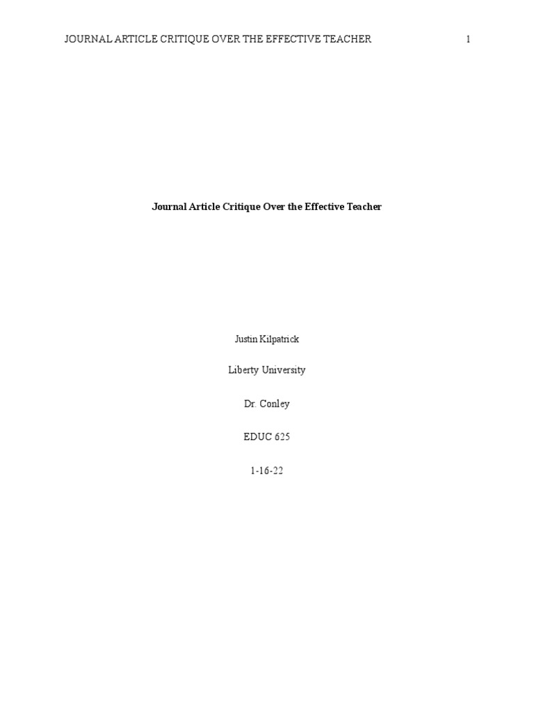 Effective Teacher Justin Kilpatrick | PDF | Teachers | Pedagogy