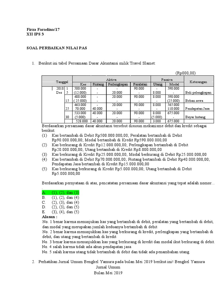 SOAL Untuk Perbaikan Nilai PAS Des 2021 C1 | PDF