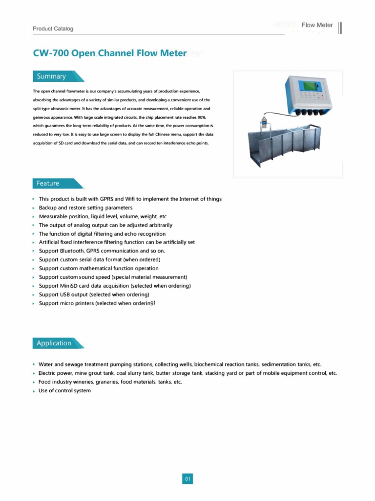 Open Channel Flow Meter Brochure | PDF | Flow Measurement | Electricity