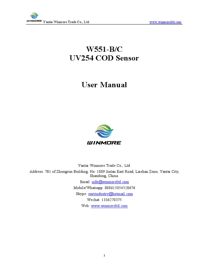 W551-B、C UV254 COD Operation Manual | PDF | Ultraviolet | Water