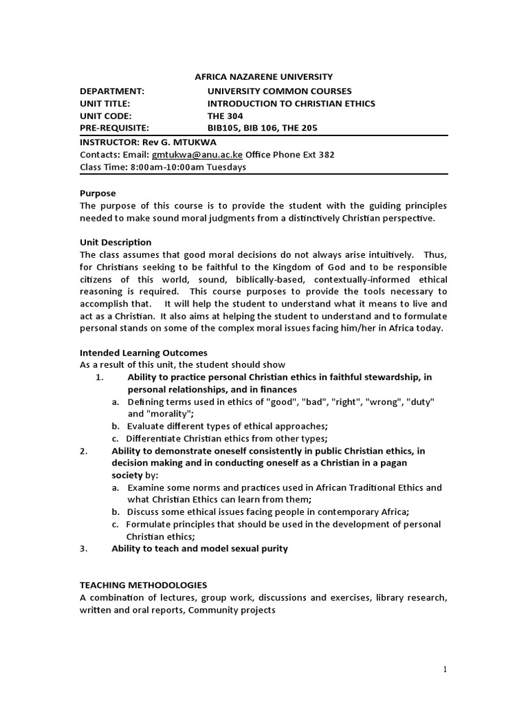 THE304 Christian Ethics Sept 2019 | PDF | Test (Assessment) | Christian ...