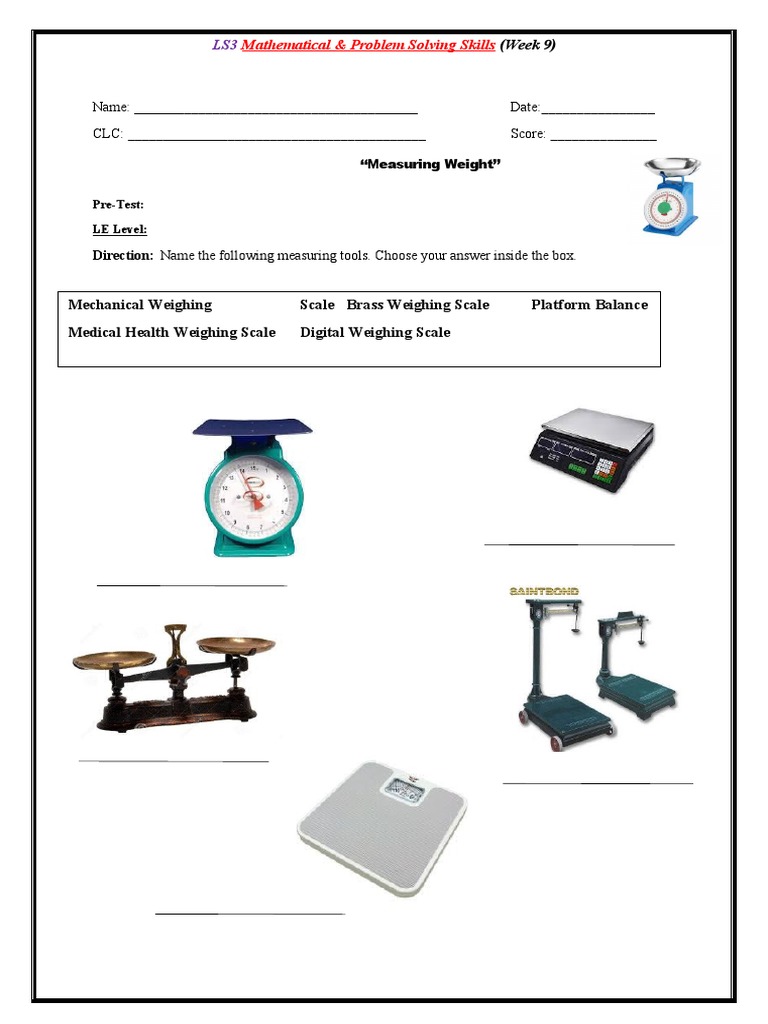 LS3 - Measuring Weight Pre and Post | PDF | Weight | Pound (Mass)