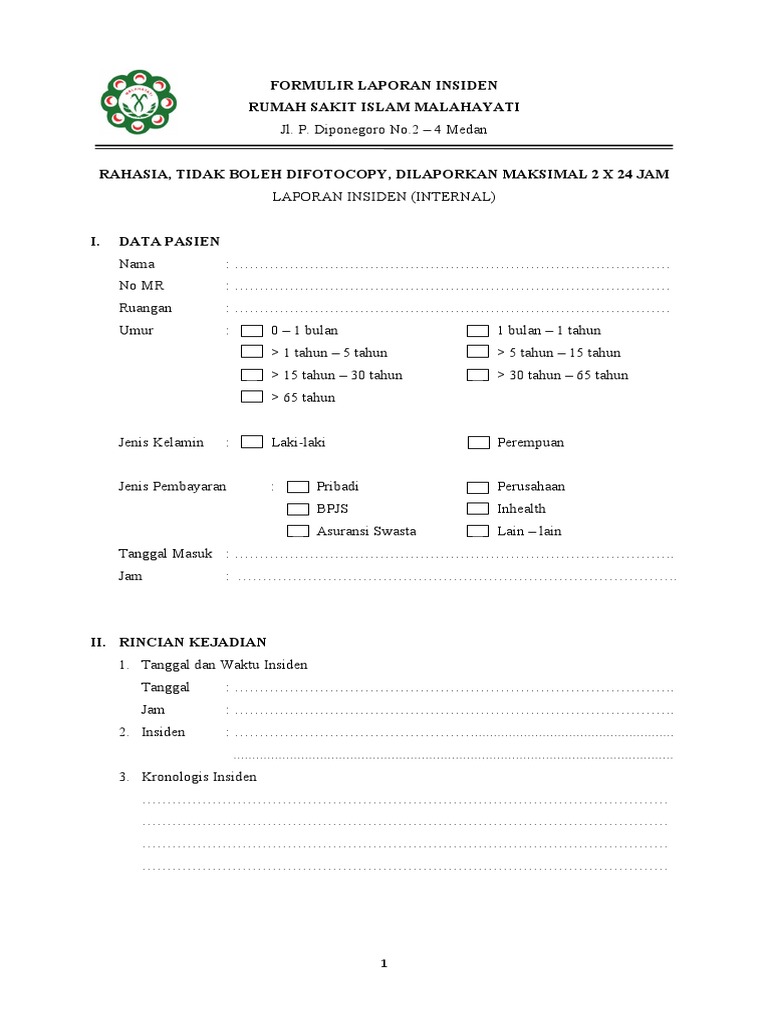 Formulir Laporan Insiden | PDF