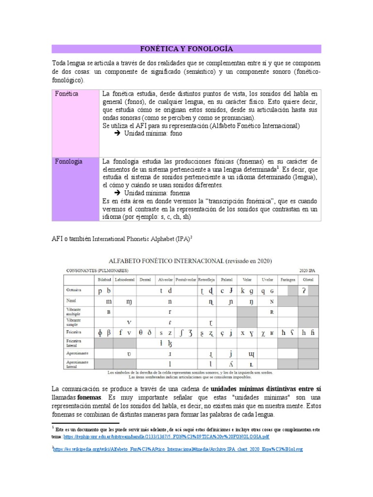 Clase 5 y 6 - Fonética | PDF | Fonología | Fonética