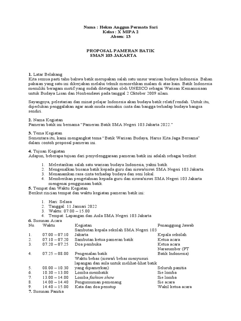 Proposal Pameran Batik | PDF