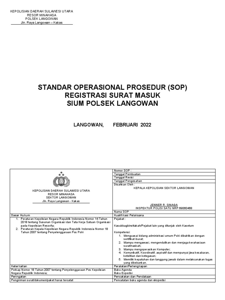 Sop Unit Sium | PDF