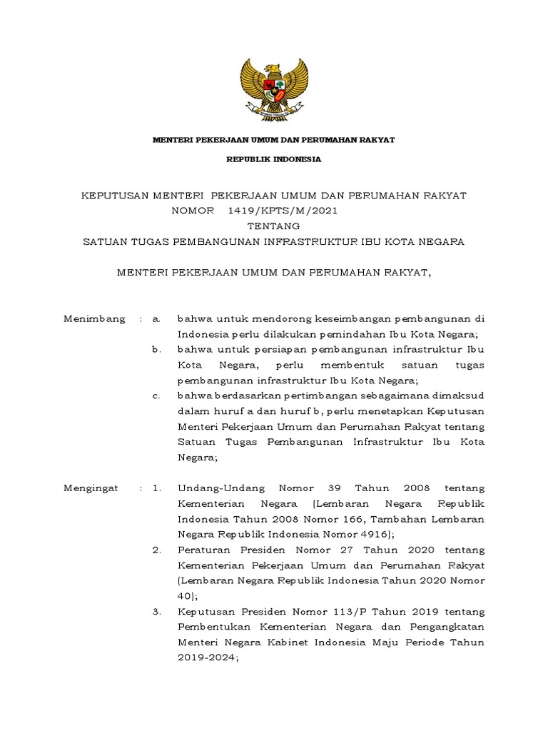 KepmenPUPR1419 KPTS M 2021-2021 | PDF