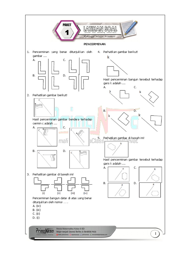 Mat Bab 18 Latihan Soal Pencerminan | PDF