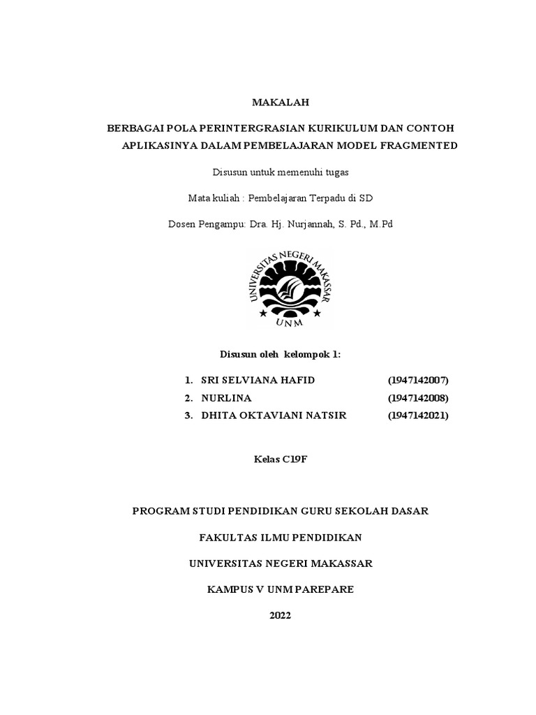 Model Pembelajaran Terpadu Fragmented | PDF