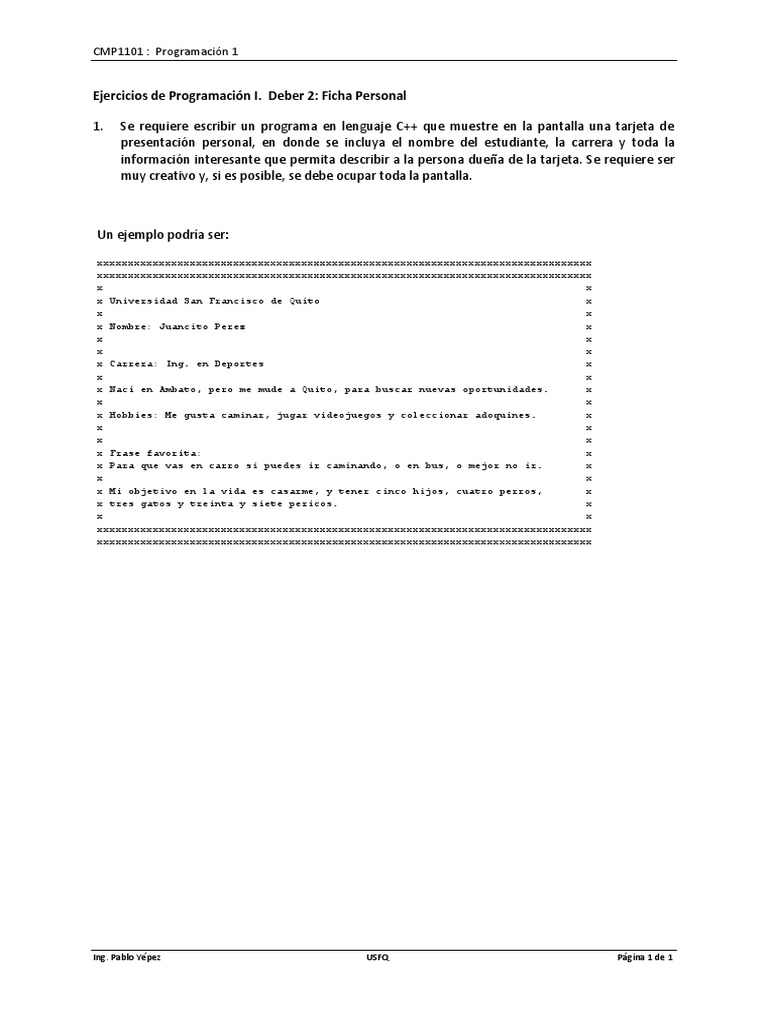 Deber 2 Programación I | PDF