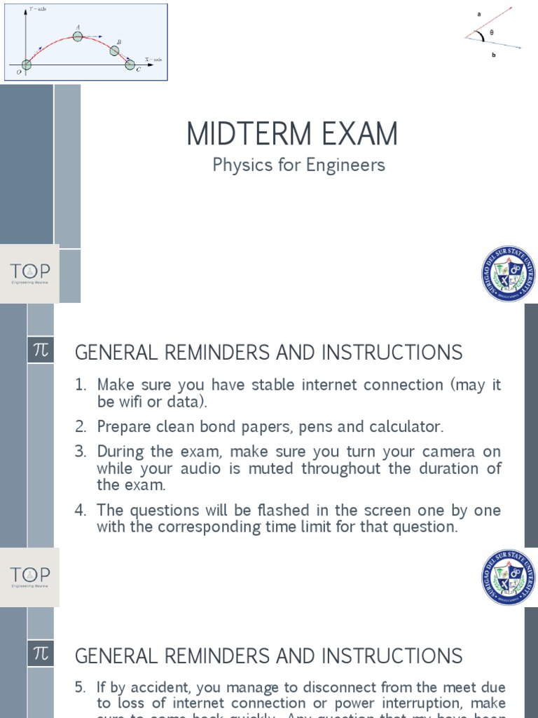 Midterm Exam: Physics For Engineers | PDF | Weight | Acceleration
