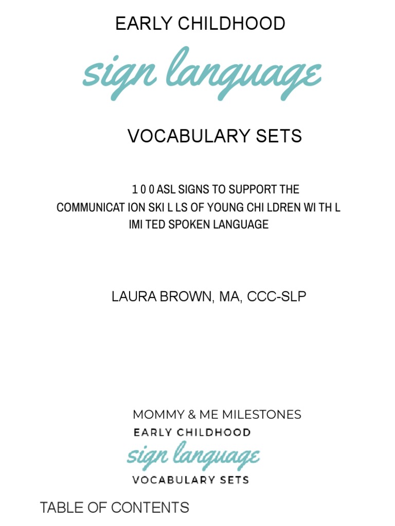 Early Childhood Sign Language Vocabulary Sets | PDF | Linguistics ...