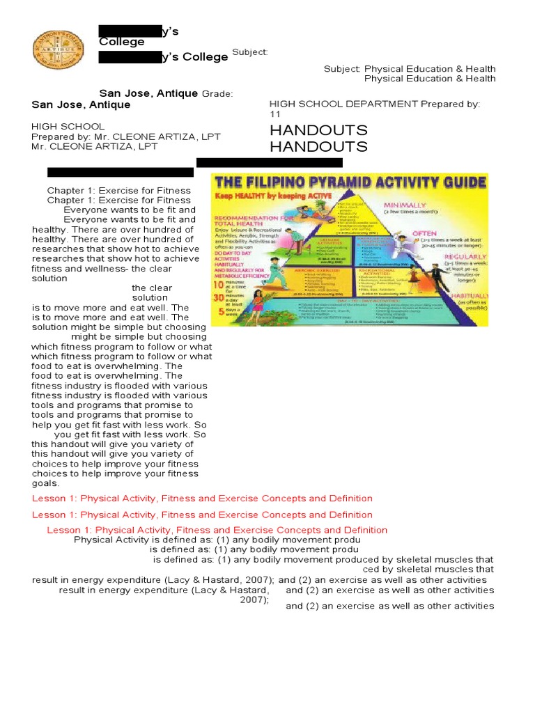 HANDOUTS | PDF | Physical Fitness | Cardiovascular Diseases
