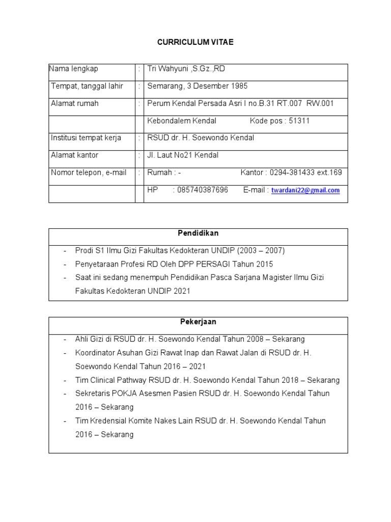 Curriculum Vitae | PDF | Pengembangan Diri | Sains & Matematika