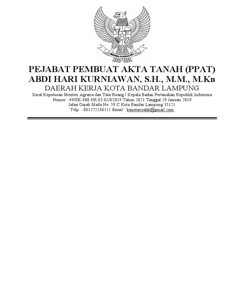 Kop Pejabat Pembuat Akta Tanah | PDF