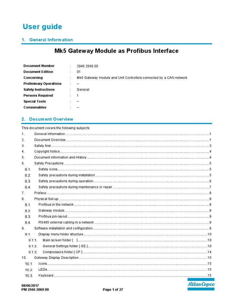 User Guide: Mk5 Gateway Module As Profibus Interface | PDF | Computer ...