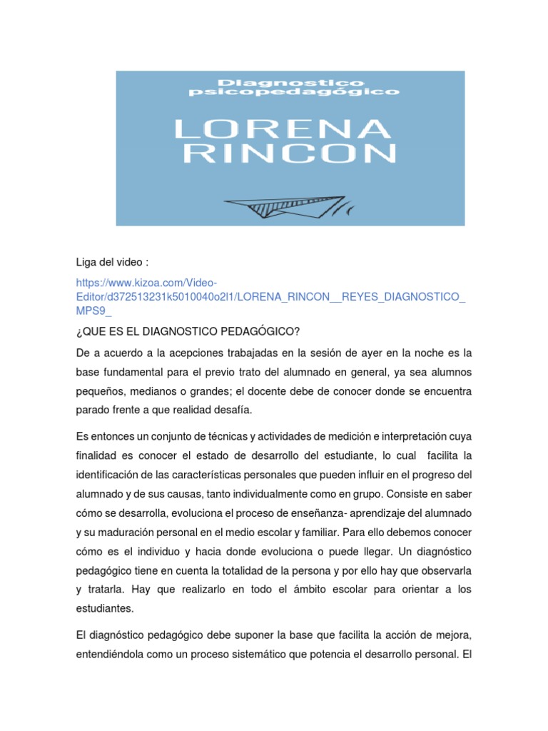 Lorena Rincon Reyes MPS9 Diagnostico | PDF | Aprendizaje | Conceptos ...