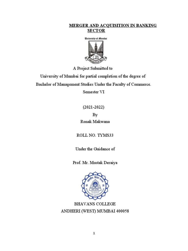 Merger and Accquisation in Banking Sector | PDF | Mergers And ...