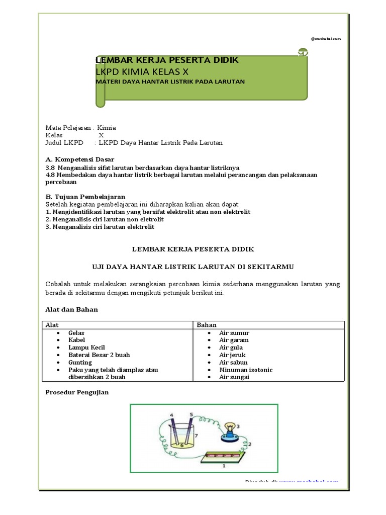 08 LKPD Daya Hantar Listrik Pada Larutan | PDF