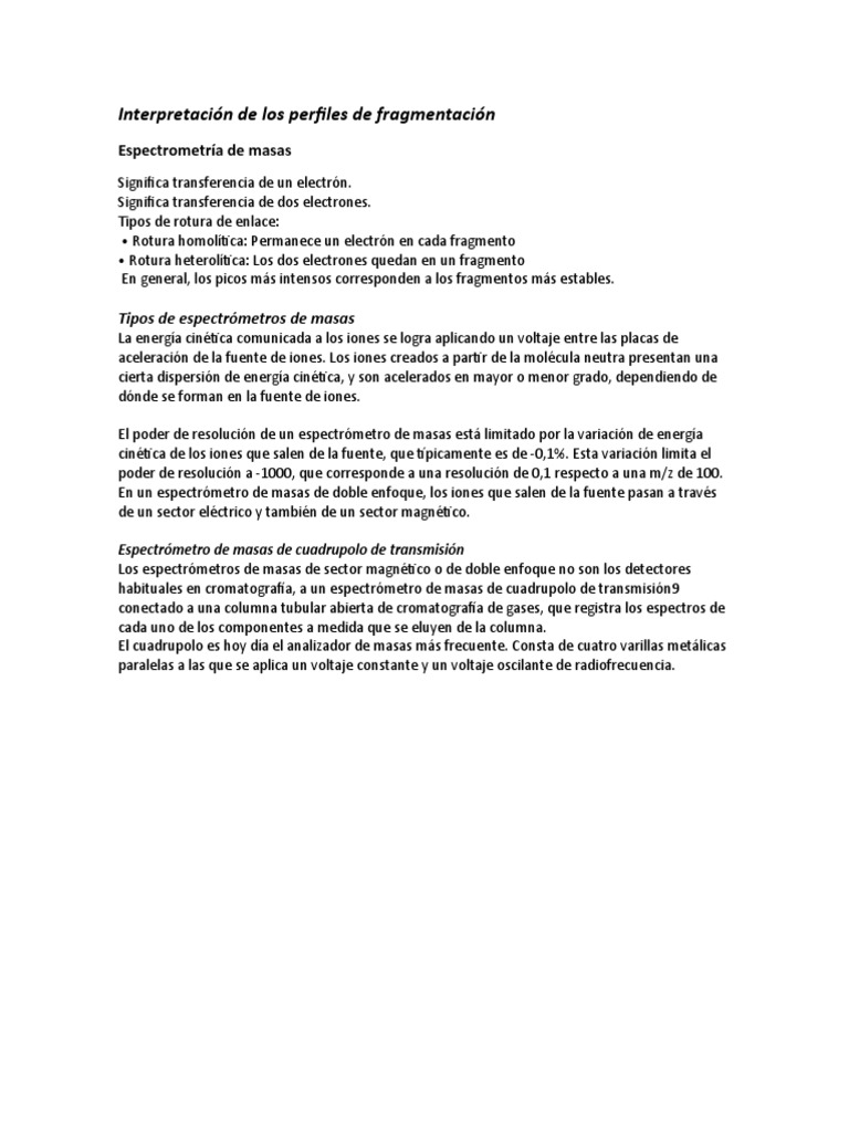 Espectrometría de Masas: Guía Básica | PDF | Espectrometría de masas ...