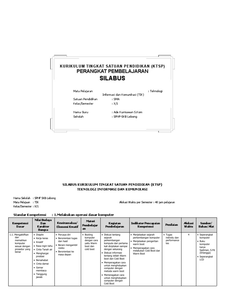Silabus Tik Sma | PDF