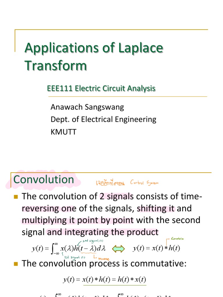 Applications of Laplace Transform: EEE111 Electric Circuit Analysis ...