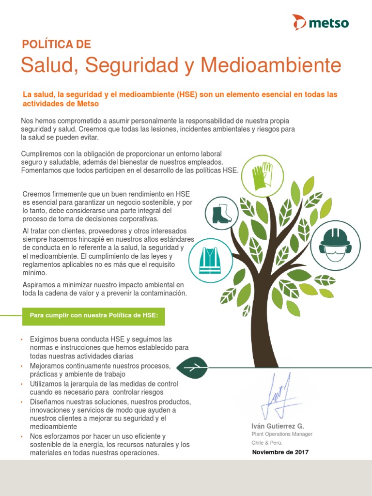 Política HSE y Calidad en Metso | PDF | Calidad (comercial) | Business