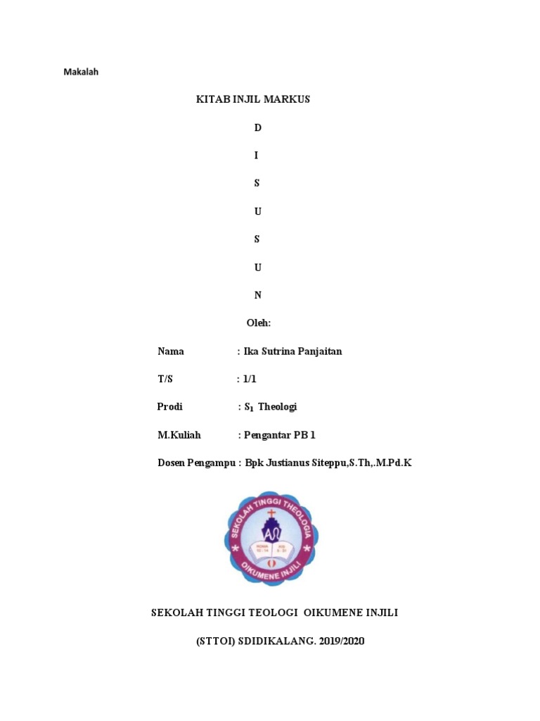 Kitab Injil Markus | PDF | Agama & Spiritualitas