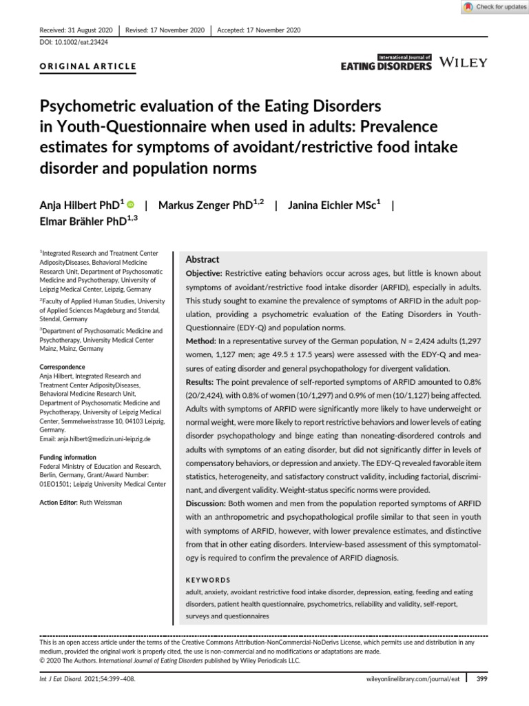 Intl J Eating Disorders - 2020 - Hilbert - Psychometric Evaluation of ...