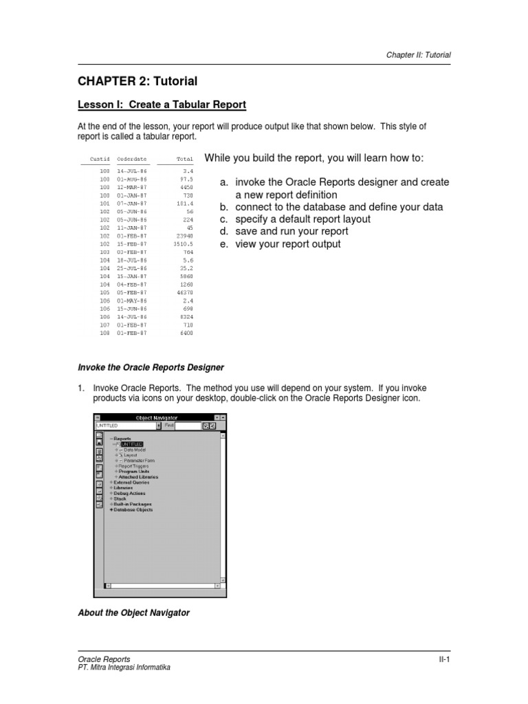 CHAPTER 2: Tutorial: Lesson I: Create A Tabular Report | PDF ...