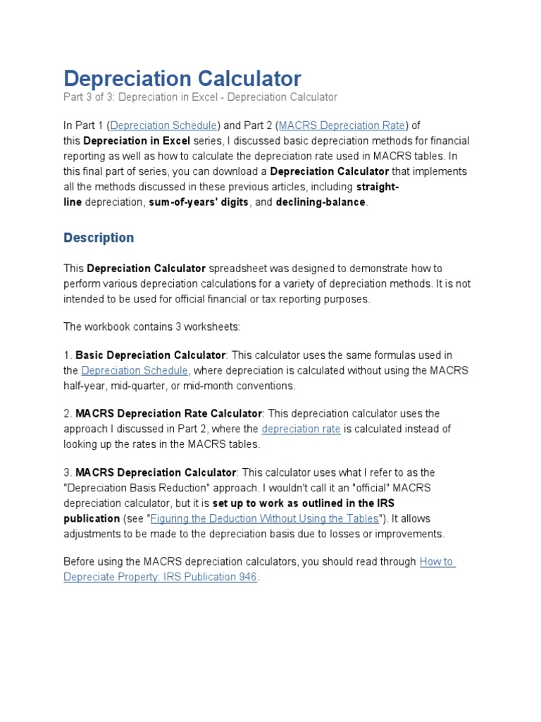 Excel Depreciation Tools Guide | PDF | Depreciation | Economies