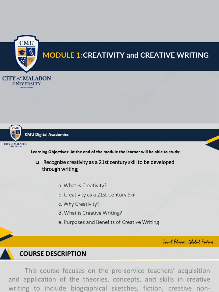 Module 1 CREATIVITY and CREATIVE WRITING | PDF | Creativity | Creative ...