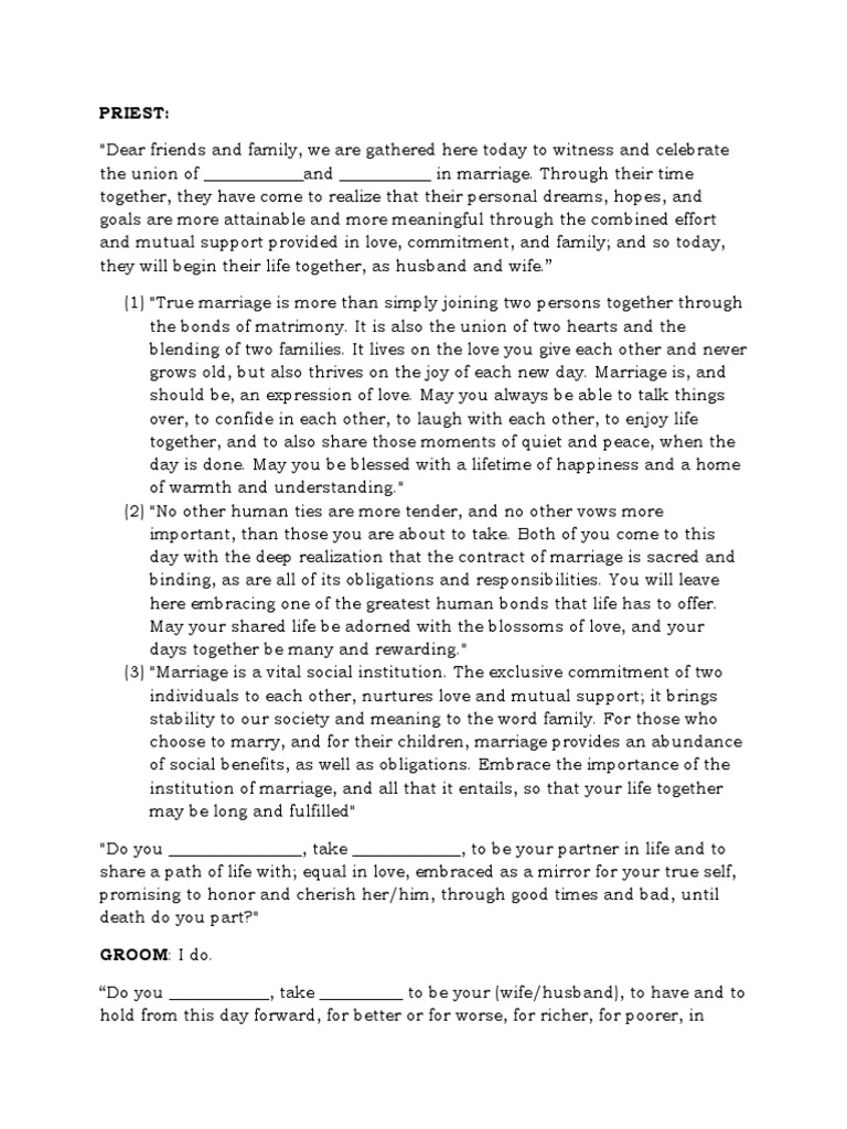 Wedding Ceremony Script | PDF | Marriage | Love