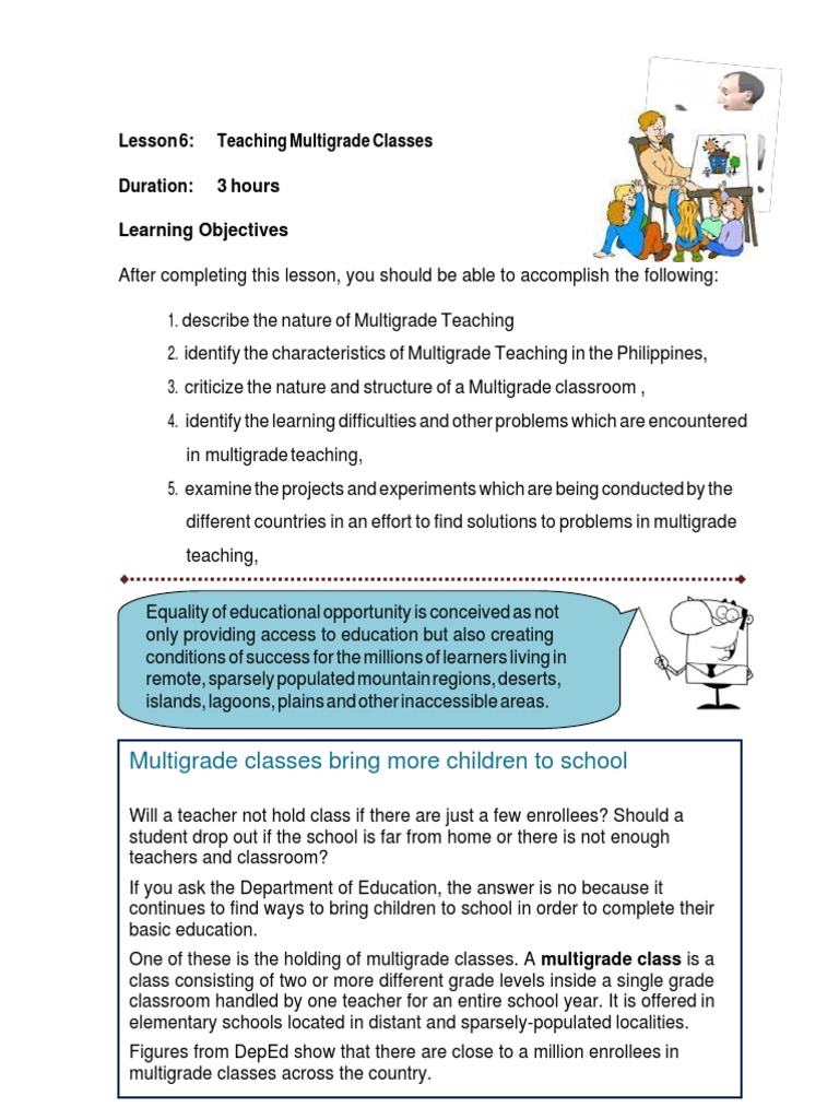 Module 6 Teaching Multigrade Classes | PDF | Teachers | Learning
