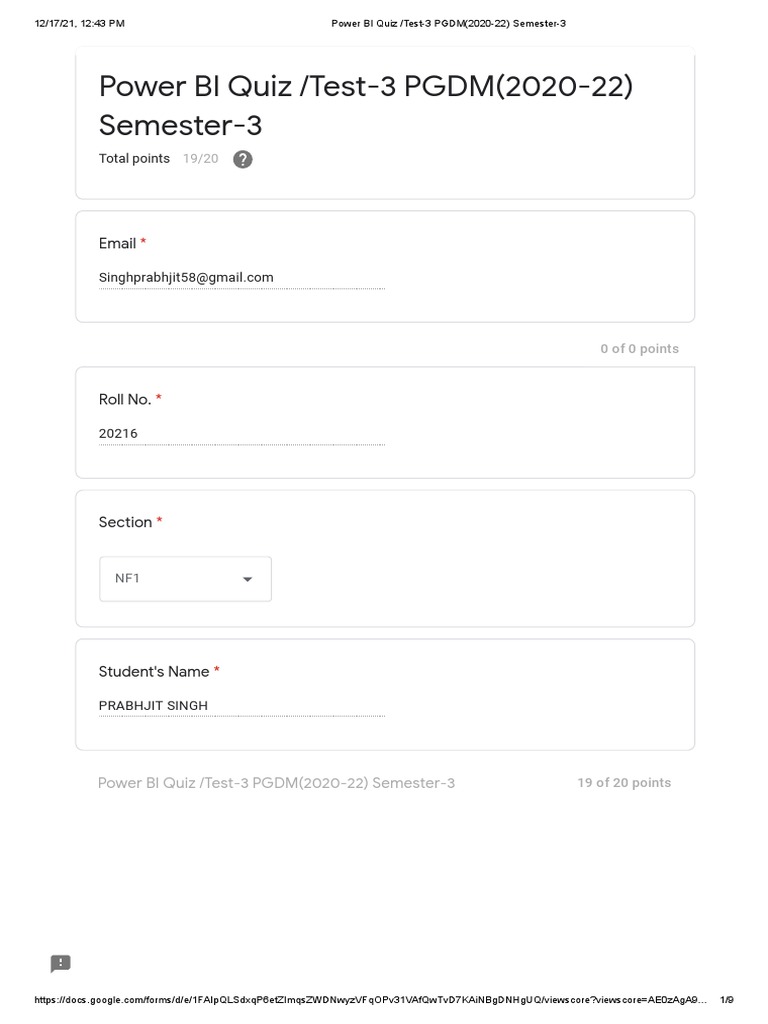 Power BI Quiz/Test-3 PGDM 2020-22 | PDF | Information Technology ...