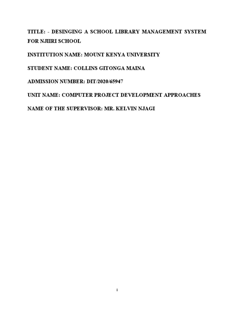 Njiiri School Library Management System | PDF | Libraries | Books