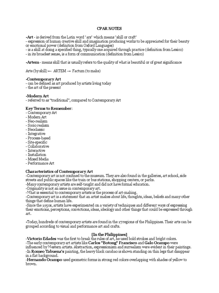 Cpar Notes | PDF | Abstract Art | Paintings