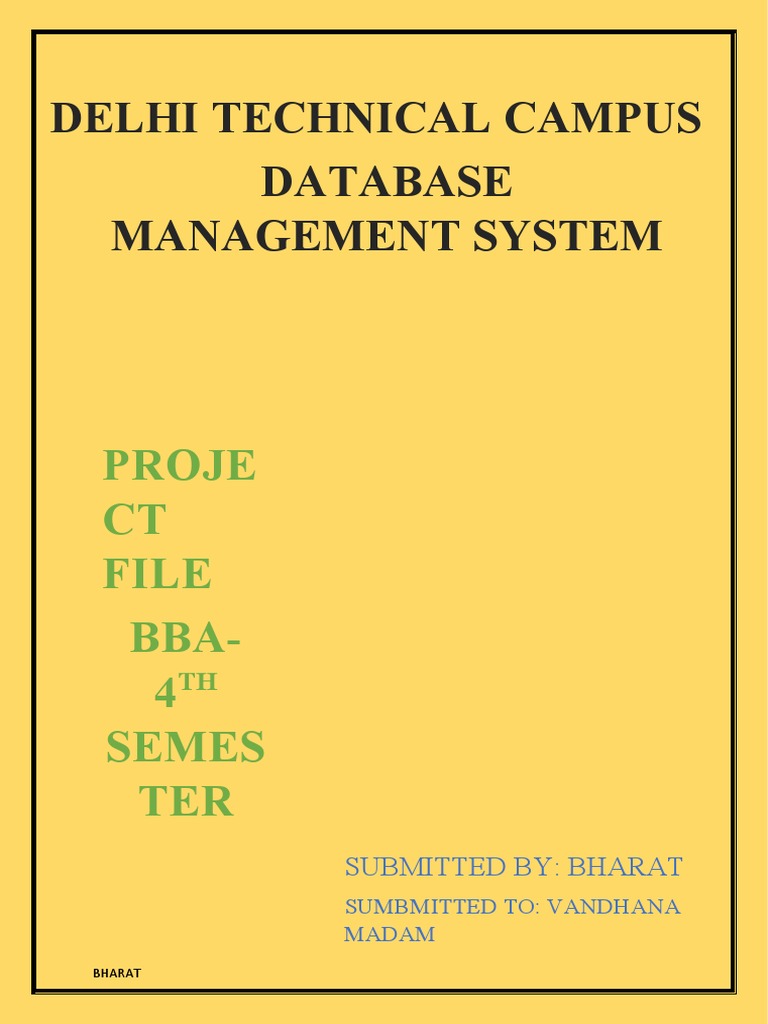 Dbms Project File Bharat | PDF | Databases | Relational Database Dbms Project File Bharat | PDF | Databases | Relational Database